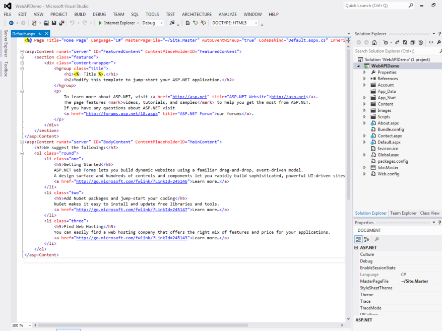 : Using ASP.Net WebAPI with Web Forms